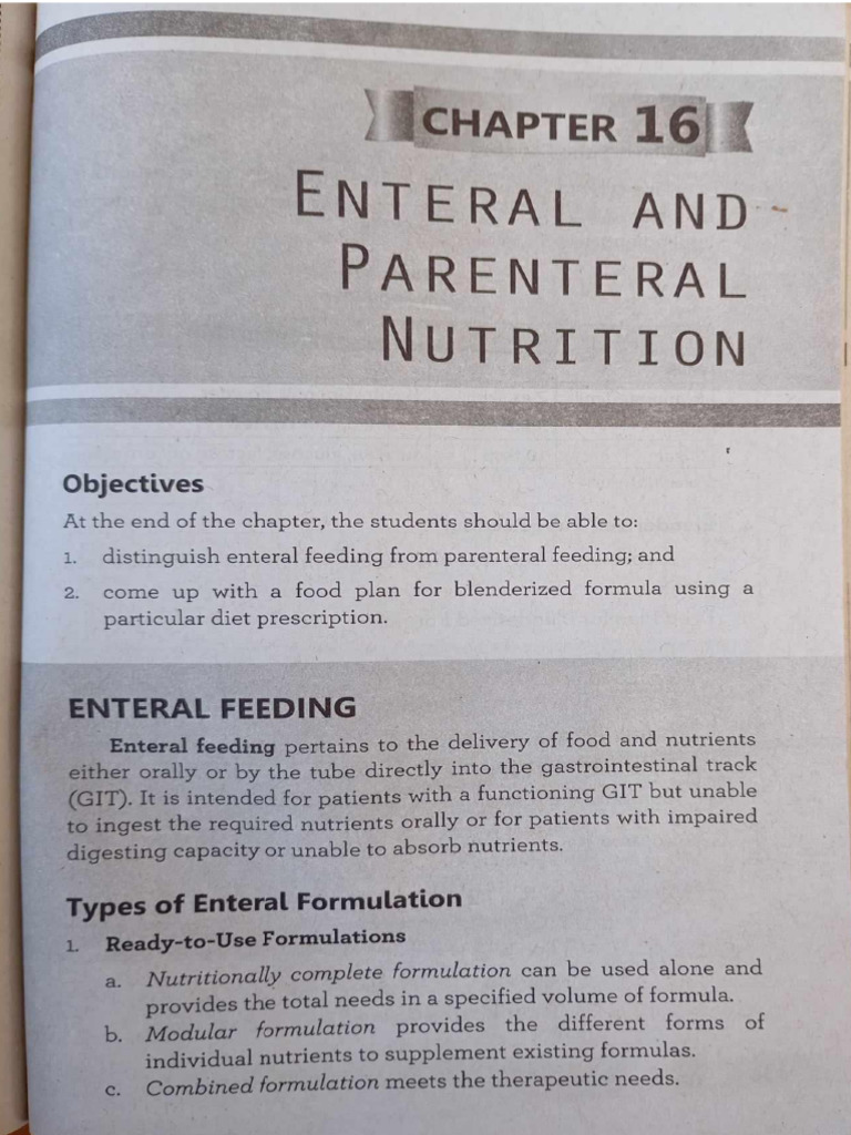 (Chapter 16) Enternal and Parental Nutrition | PDF