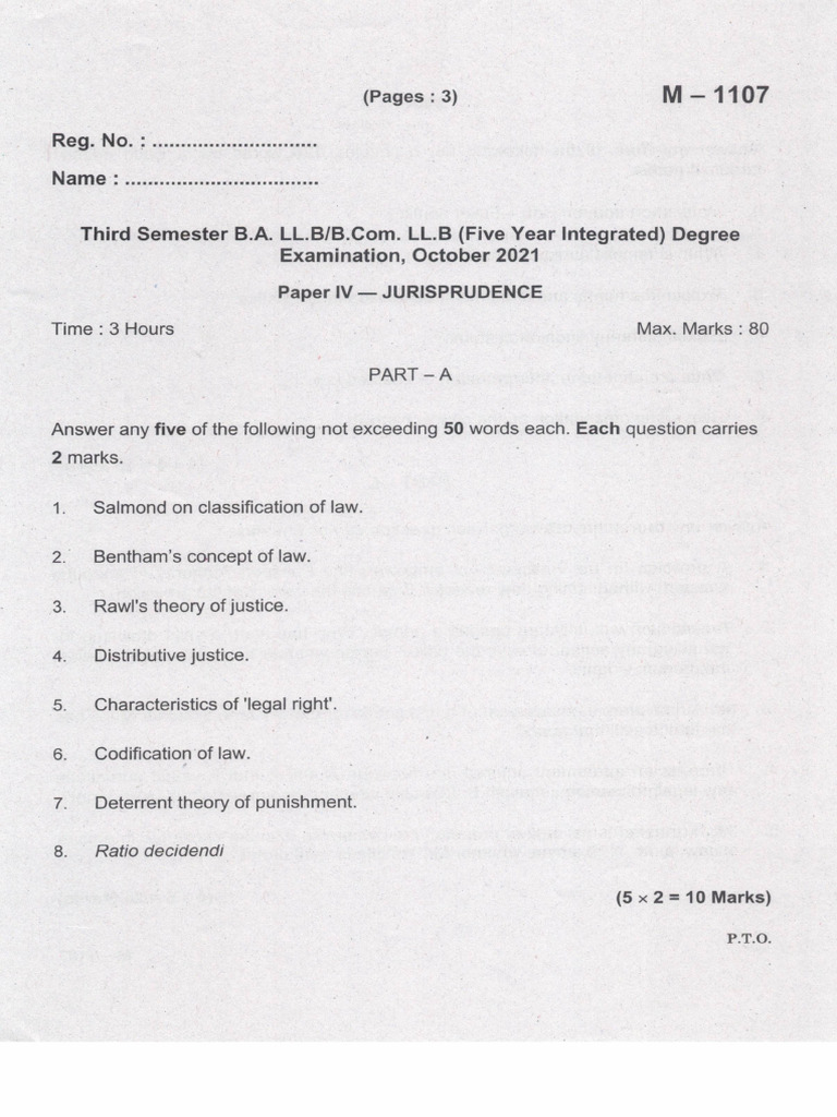 BA 3 Sem Jurispurdence Oct 20212 | PDF