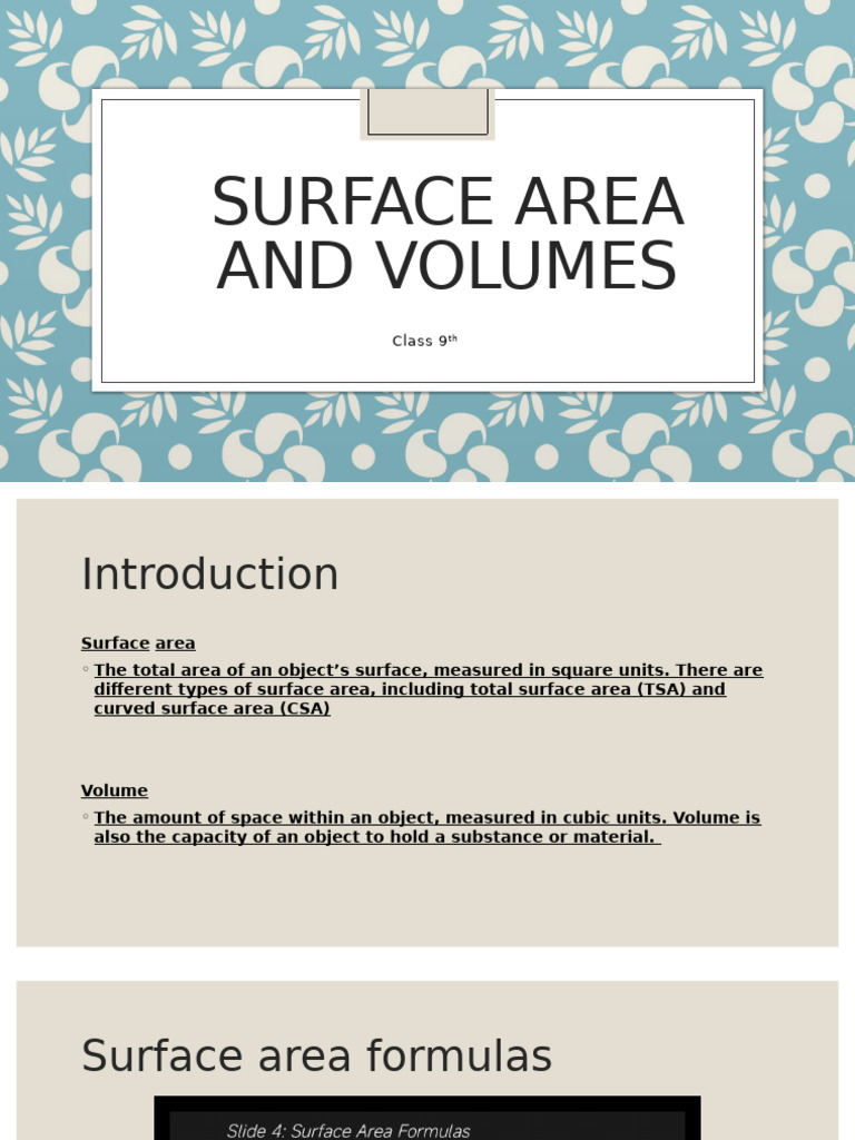 Surface Area & Volume Formulas Guide | PDF