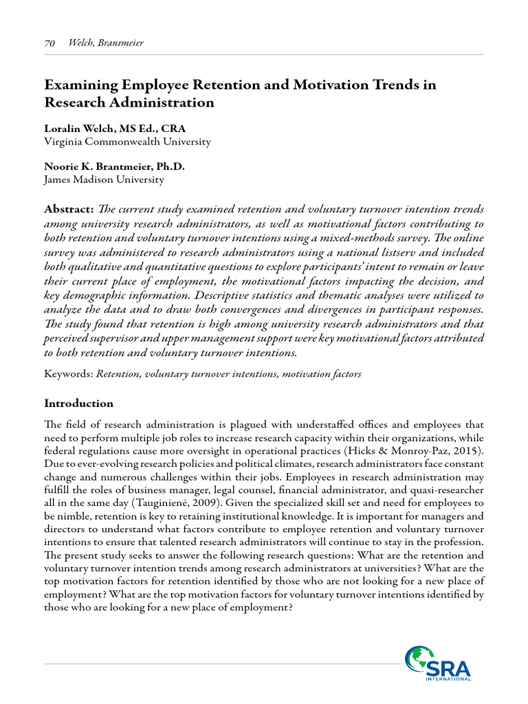 Trends in Research Admin Retention | PDF | Employee Retention | Cost Of ...