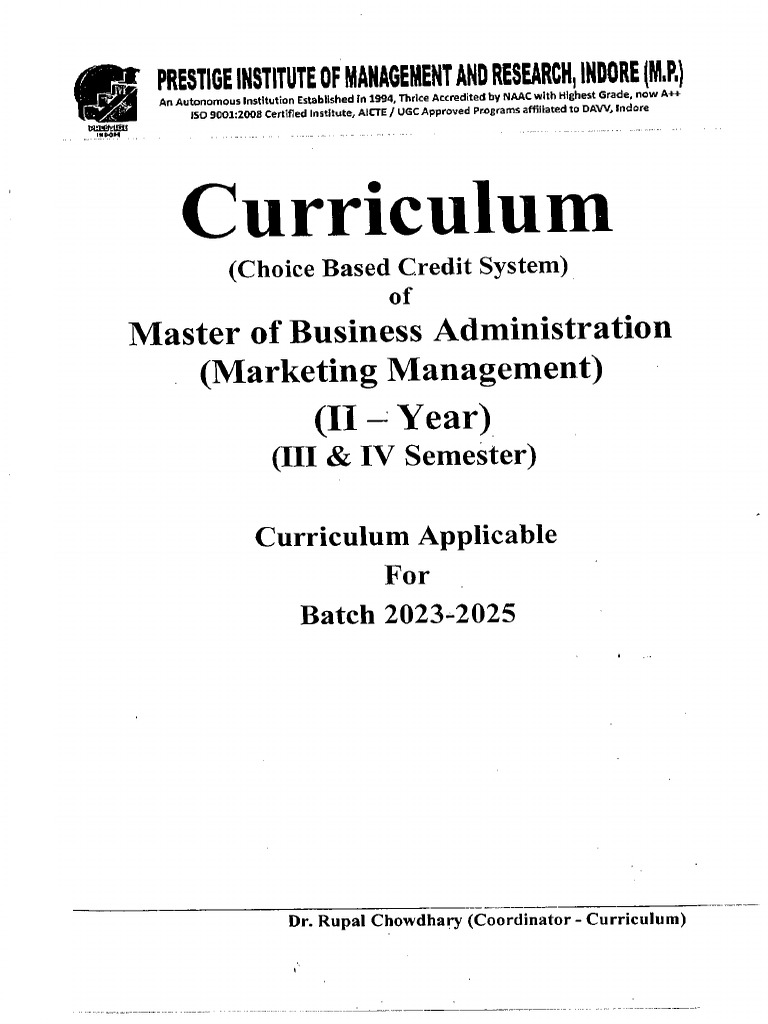 MM 3rd Sem Syllabus | PDF