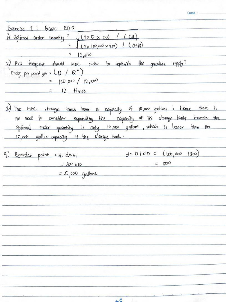 Exercise 1 Basic EOQ Group5 | PDF