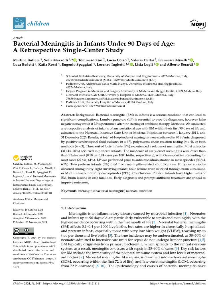 Bacterial Meningitis in Infants Under 90 Days of Age | PDF | Meningitis ...