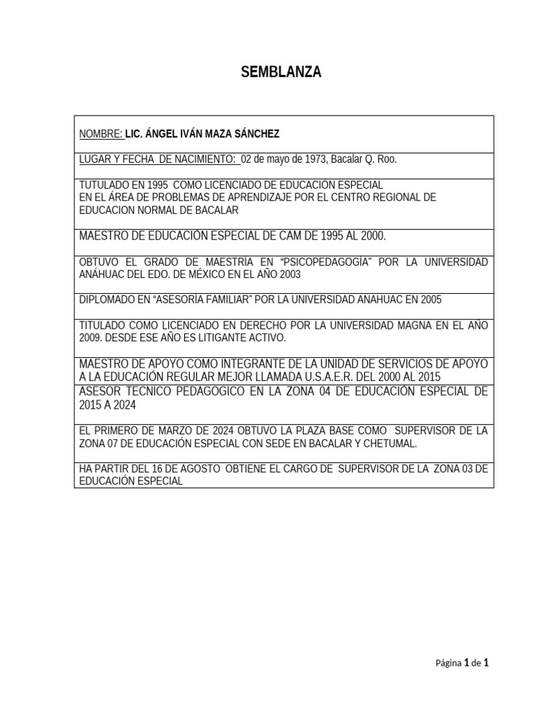 Semblanza Del Lic. Ivan Maza | PDF