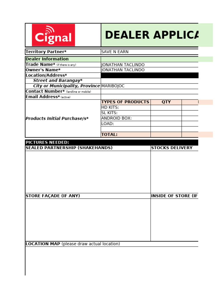 Cignal TV Dealer Application Form | PDF