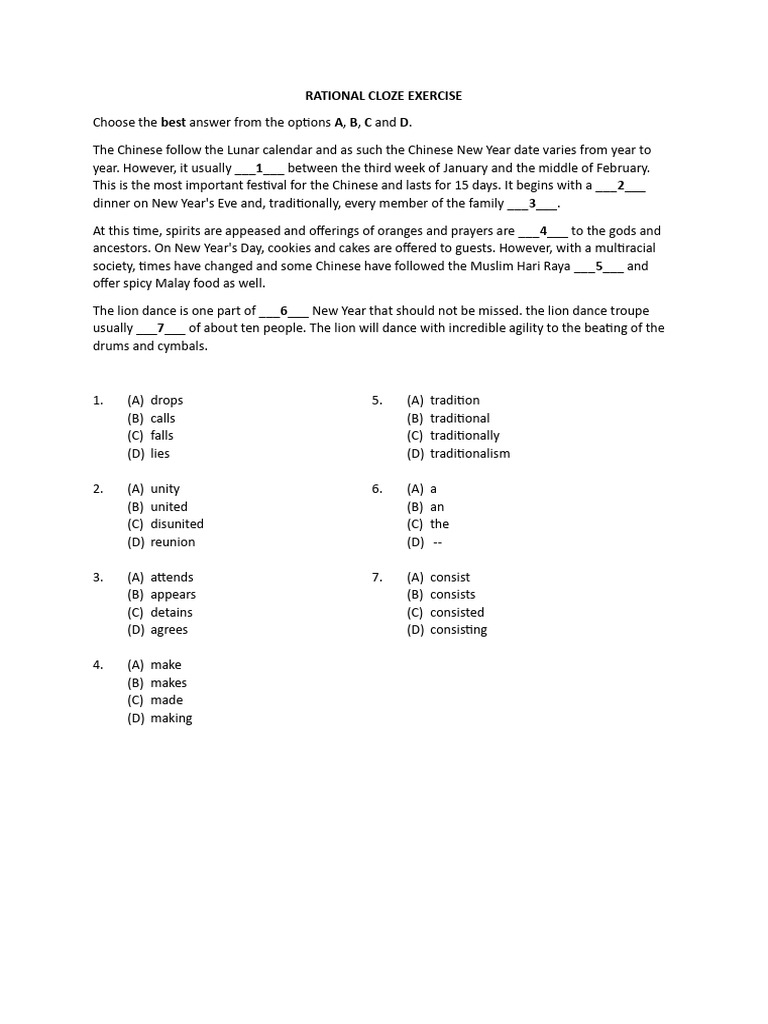 Rational Cloze Exercise F3 | PDF