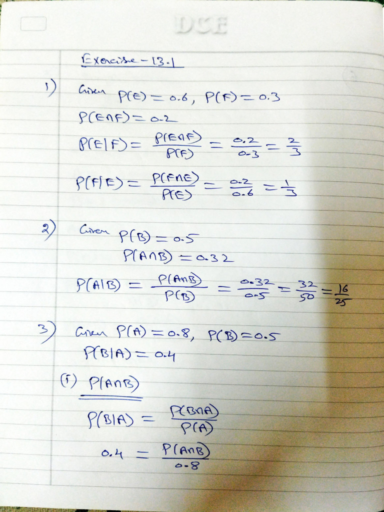 CH 13 - Ex13.1 Probability | PDF