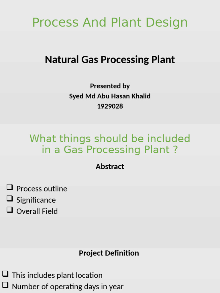 Natural Gas Plant Design Guide | PDF