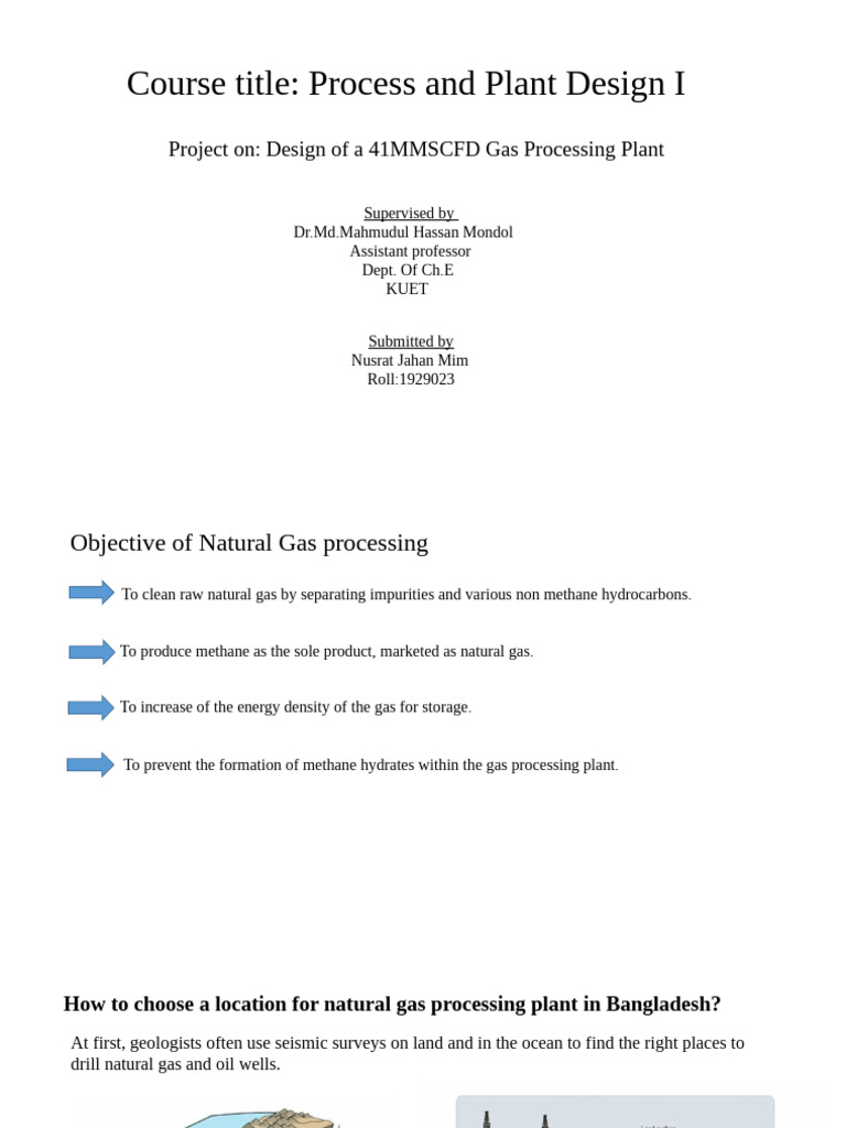 Course Title: Process and Plant Design I: Project On: Design of A ...