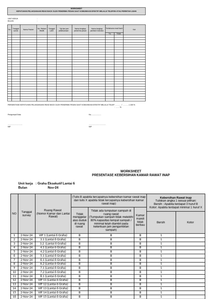 Lt. 6 - Worksheet Ranap November 2024 | PDF