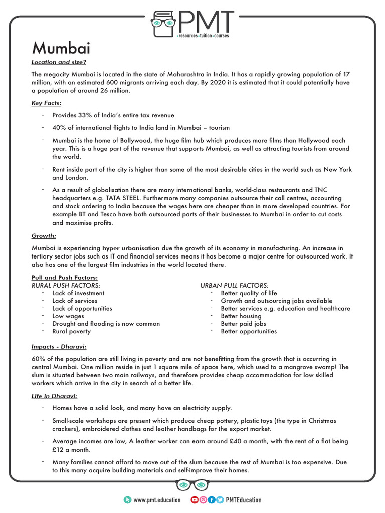 Mumbai as a Megacity | PDF | Slum | Mumbai