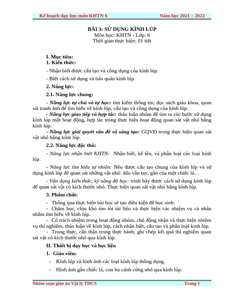 KNTTVCS - Bài 3 S D NG Kính Lúp | PDF