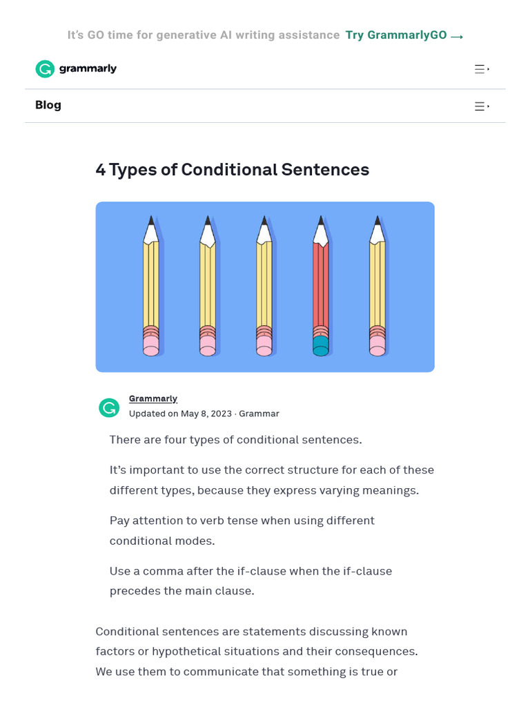 Conditional Sentences and How They're Used - Grammarlyy | PDF ...
