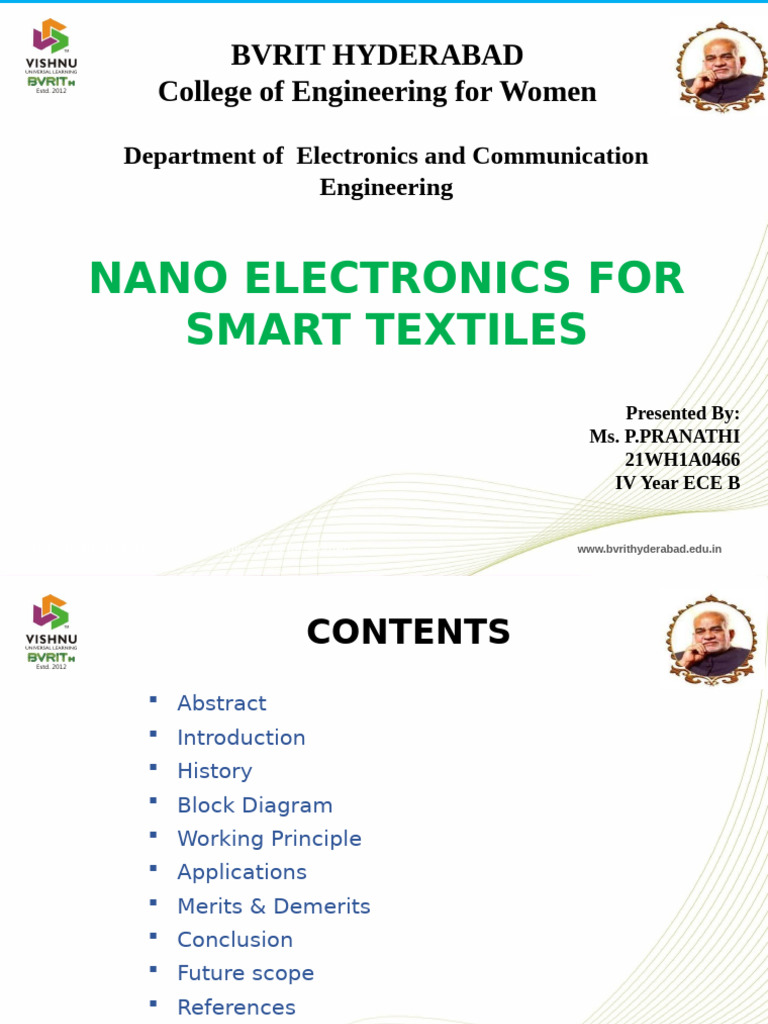 Nanoelectronics For Smart Textiles | PDF | E Textiles | Nanotechnology
