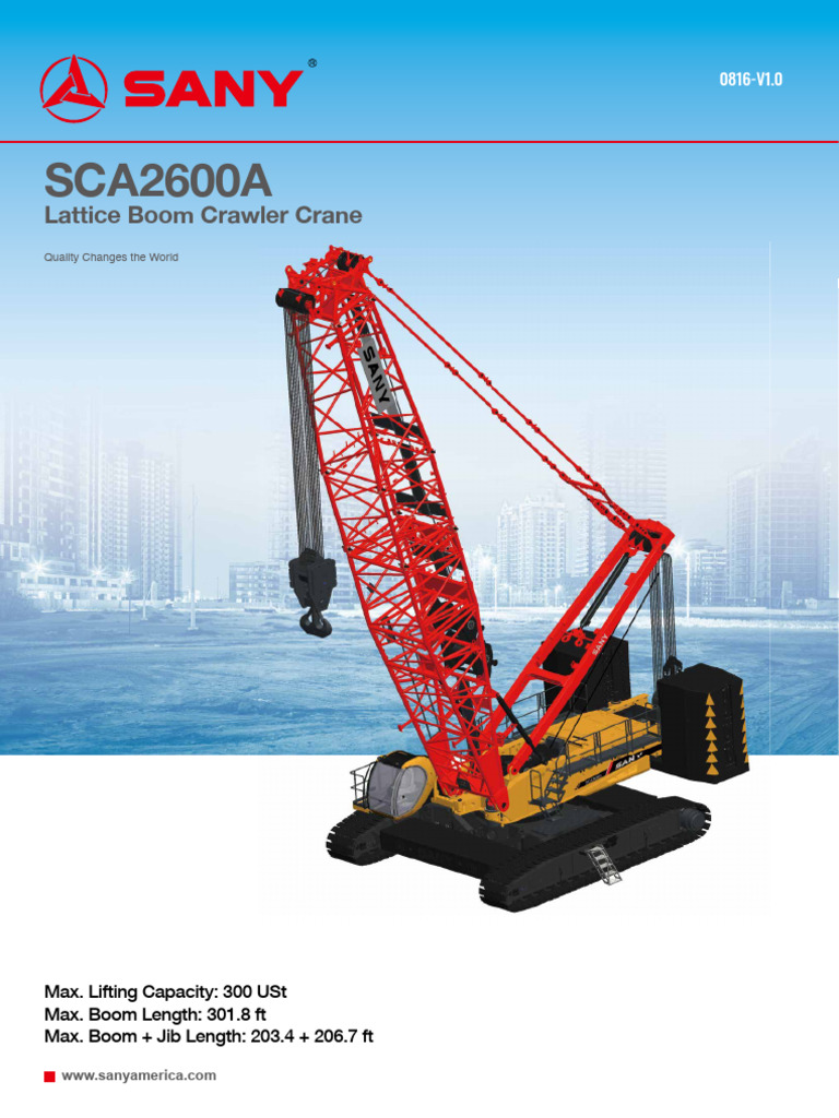 三一重工SCA2600A单行本 20t-英制英文版20220816 | PDF | Crane (Machine) | Length