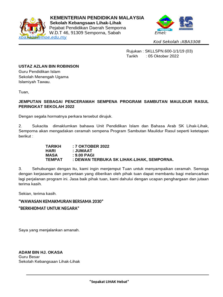 Surat Jemputan Penceramah | PDF