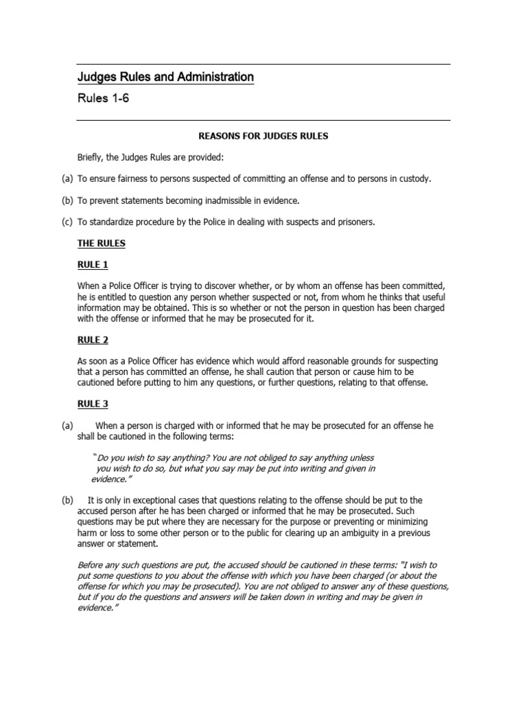 Judges Rules for Police Interrogation | PDF | Misconduct | Criminal Justice