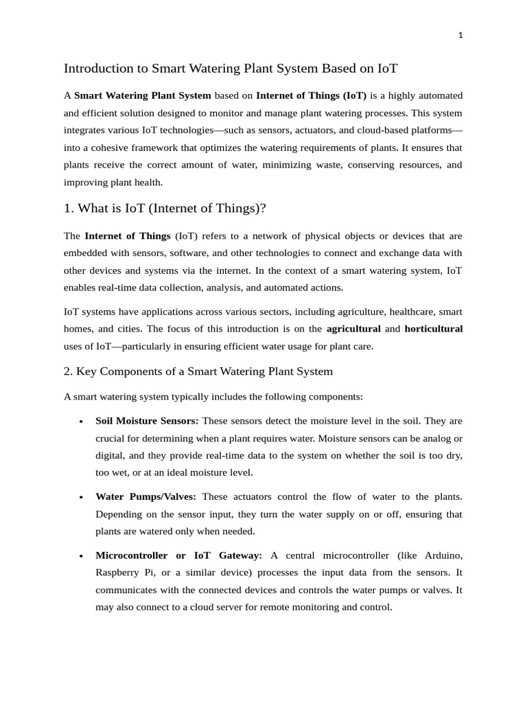 Introduction To Smart Watering Plant System Based On IoT | PDF ...