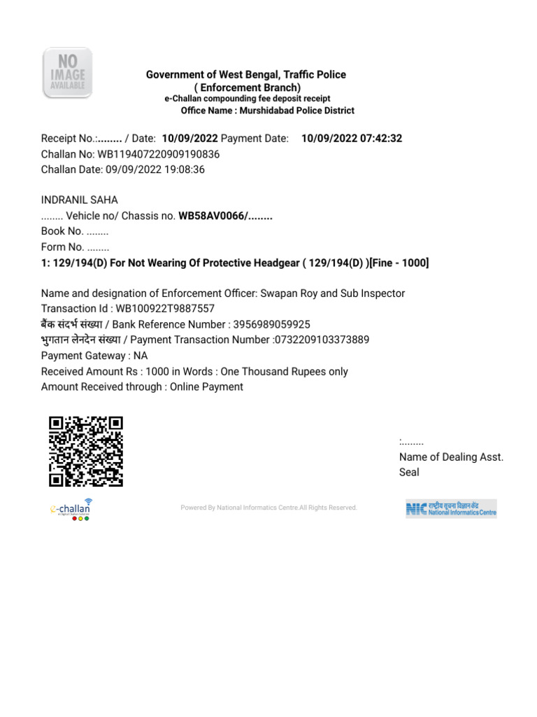 Traffic Challan Payment | PDF