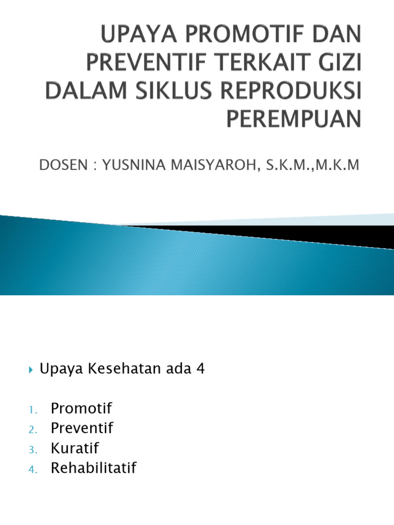 Upaya Promotif Dan Preventif Terkait Gizi Dalam Siklus | PDF