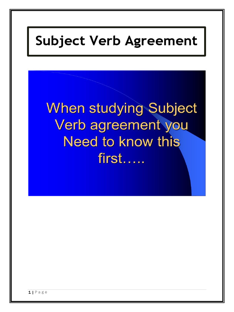 Subject Verb Agreement - Explained | PDF