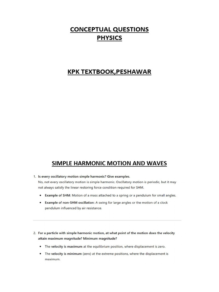 Fbise 10th Class Physics Conceptual Question | PDF | Series And ...