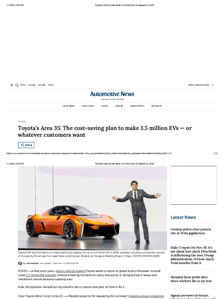 Toyota's Area 35: 3.5M EVs by 2030 | PDF | Toyota | Electric Vehicle