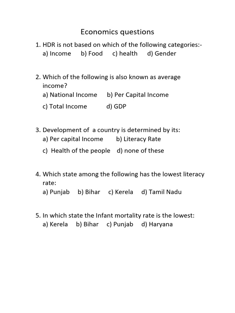 Economics Questions - Aarav Sachdeva | PDF