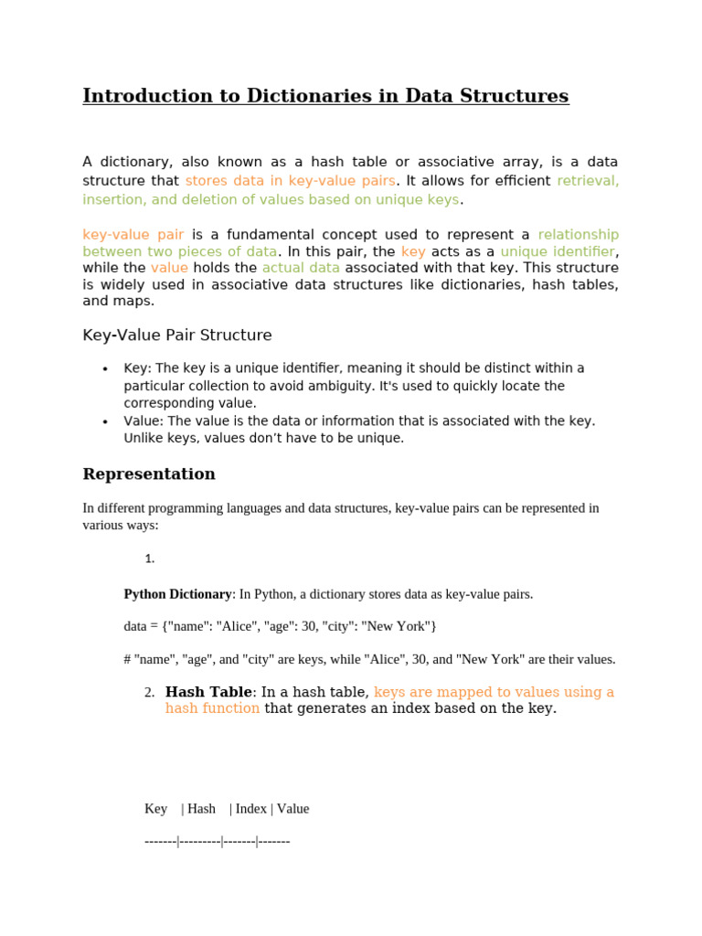 Introduction To Dictionaries | PDF | Algorithms And Data Structures | Computer Programming