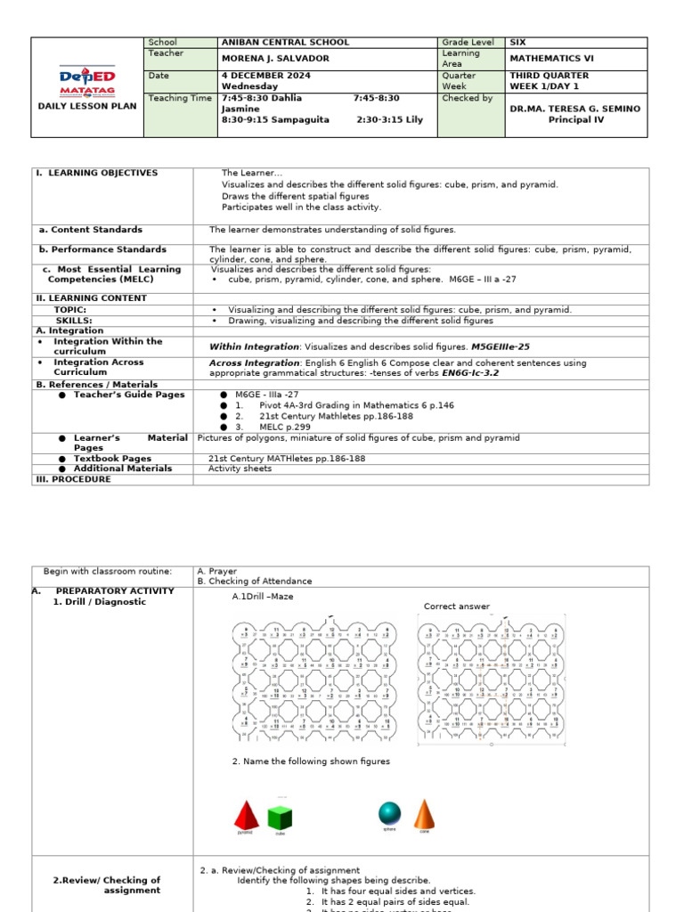 MATH 6 3Q-W1-D1 | PDF | Shape | Length
