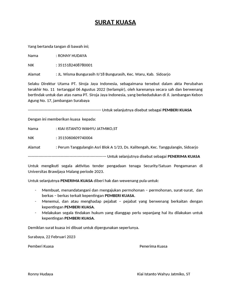 Surat Kuasa Ub | PDF