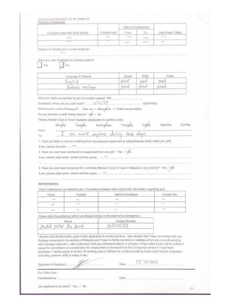 Golden Sub Sdn Bhd (Co. No 810801-x) | PDF