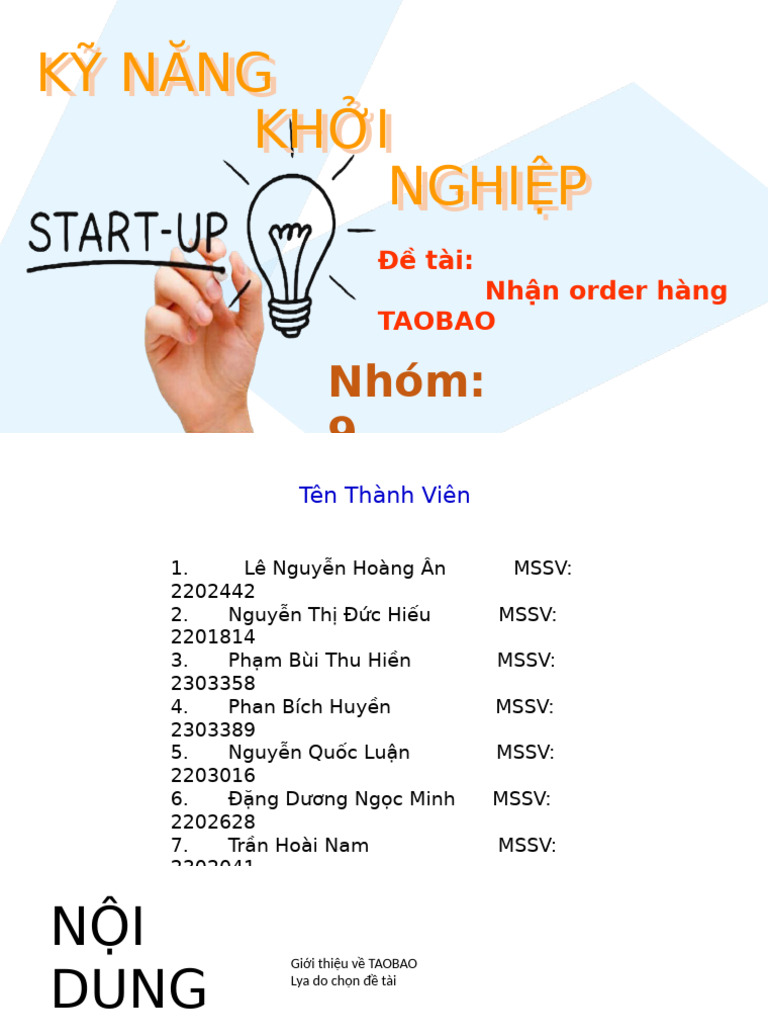Kỹ Năng Khởi Nghiệp Nhóm 9 | PDF