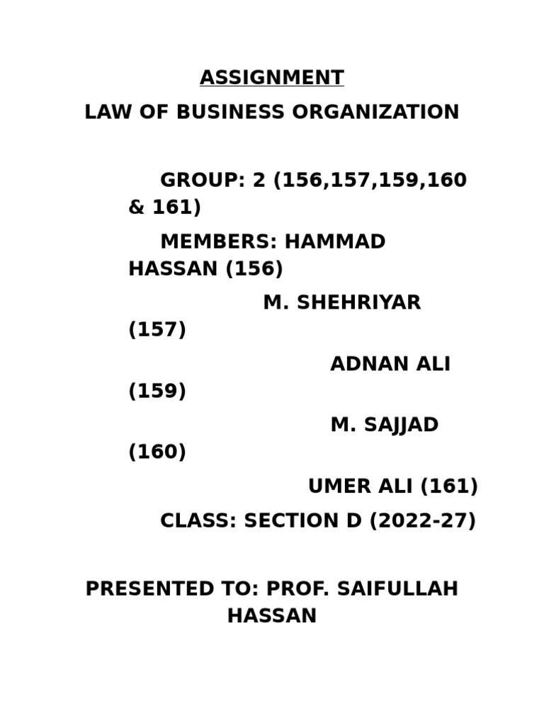ASSIGNMENT BUSINESS LAW | PDF | Bankruptcy | Loans