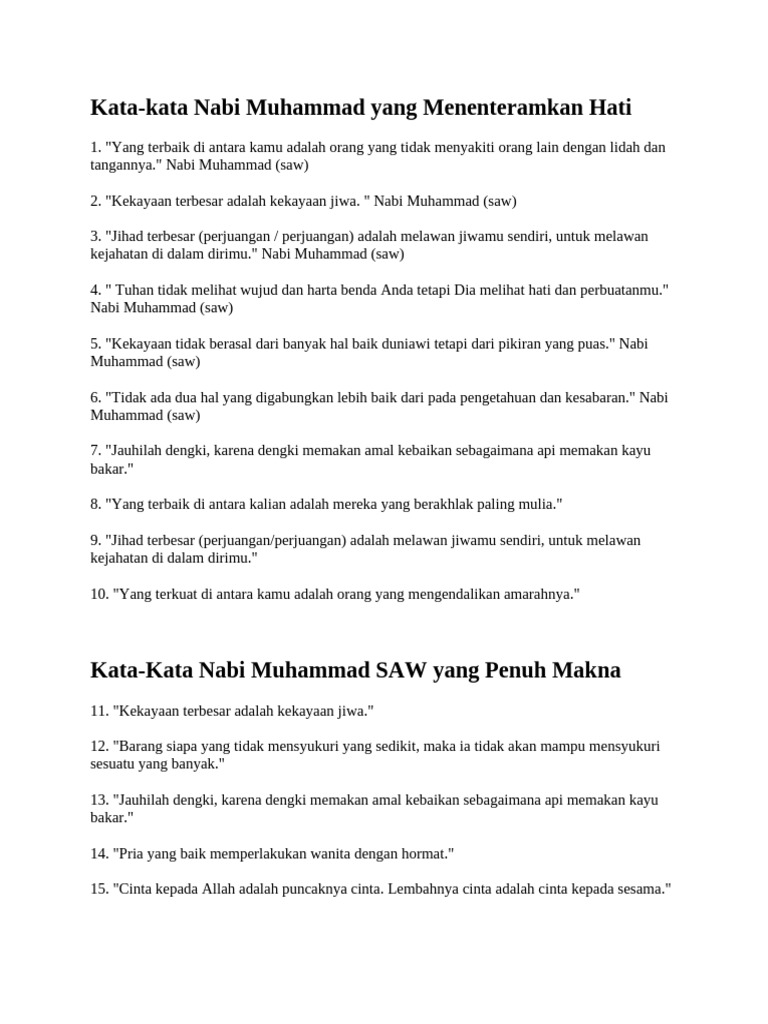 Kata-Kata Bijak Nabi Muhammad | PDF