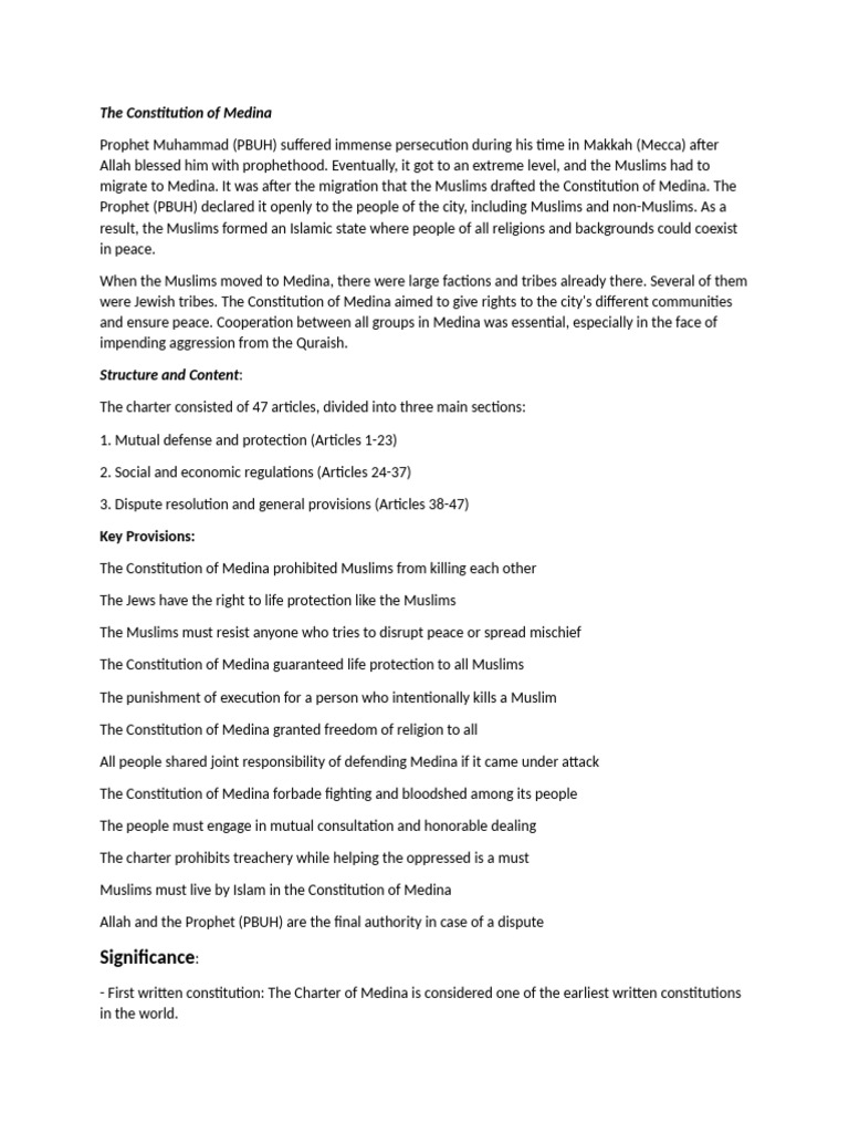 Constitution of Medina: A Multireligious Charter | PDF | Medina | Muhammad