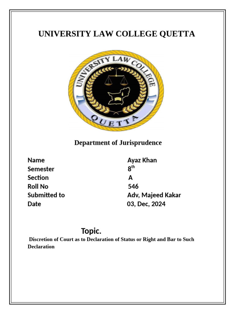 Ayaz SRA | PDF | Legal Remedy | Declaratory Judgment
