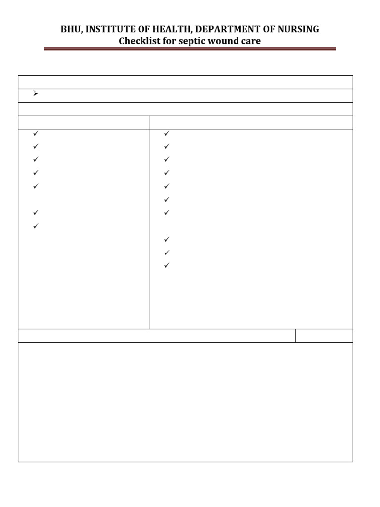 Checklist For WOUND CARE Septic | PDF | Wound