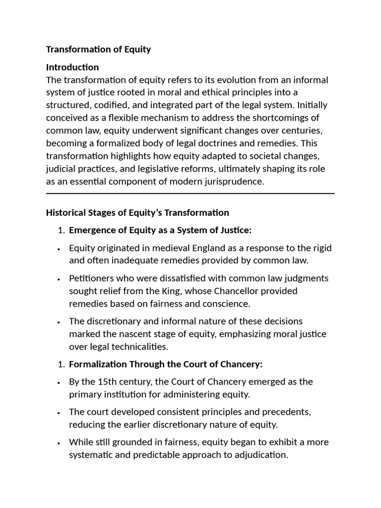 Transformation of Equity | PDF | Equity (Law) | Common Law