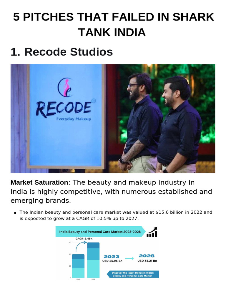 5 Pitches That Failed in Shark Tank India With Reason | PDF | Valuation ...