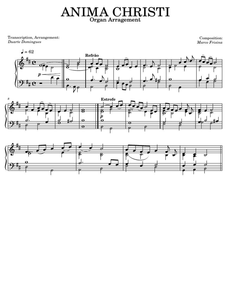 Anima Christi Marco Frisina Arr Organ Duarte Domingues | PDF