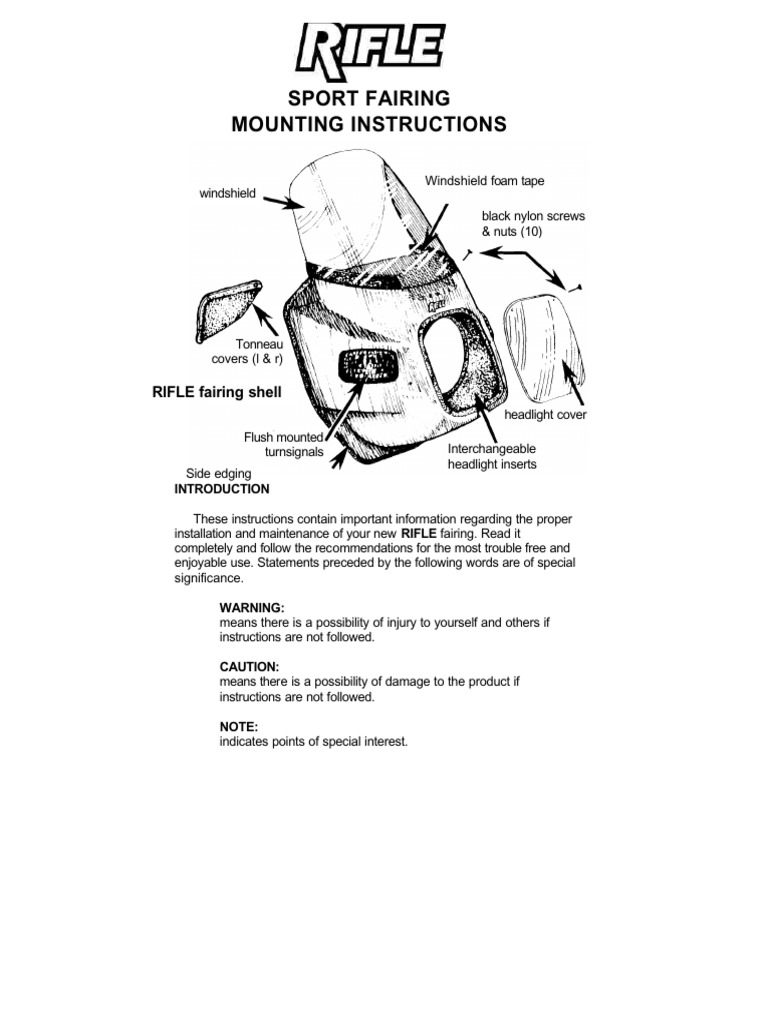 RIFLE Fairing Installation Guide | PDF | Electrical Connector | Screw