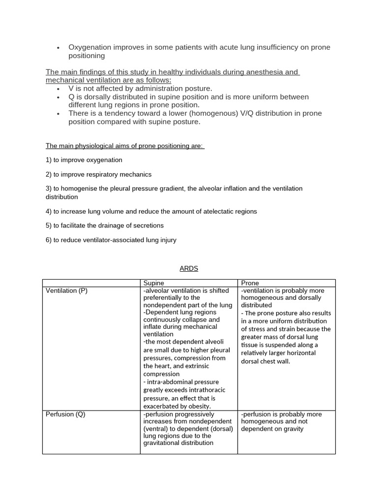 Prone Positioning Enhances Oxygenation in Lung Insufficiency | PDF ...