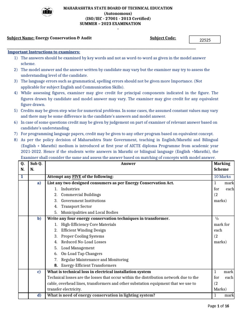 Energy Conservation Exam Guidelines Pdf Efficient Energy Use Energy Conservation