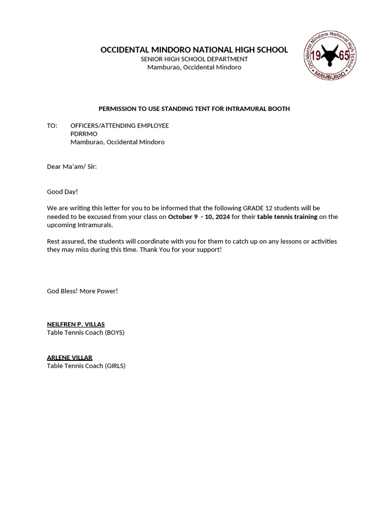 Permission Letter Booth | PDF