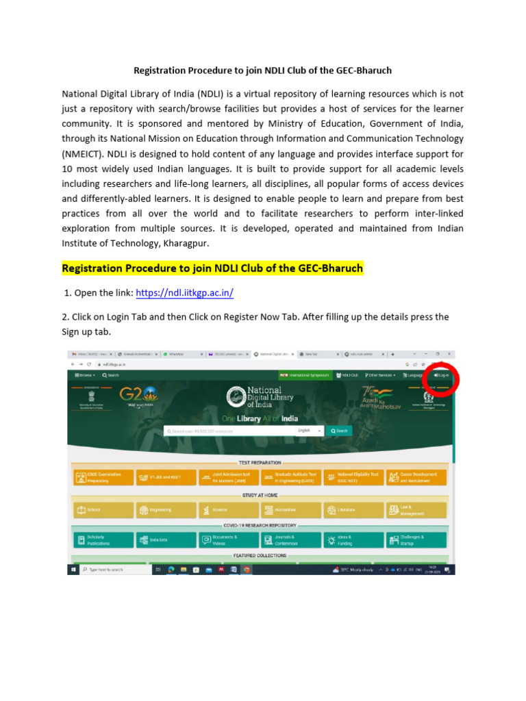 NDLI Registration Process | PDF
