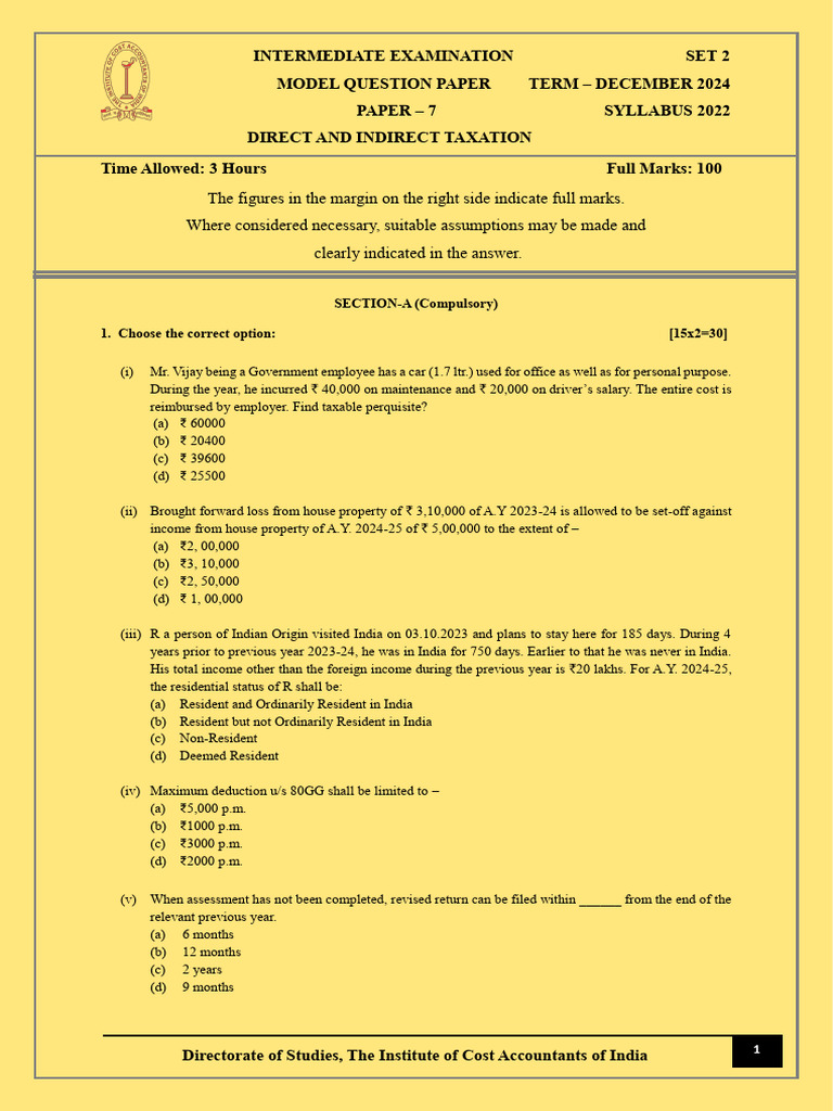 Q MQP Paper7 Set2 Dec24 | PDF | Taxes | Expense