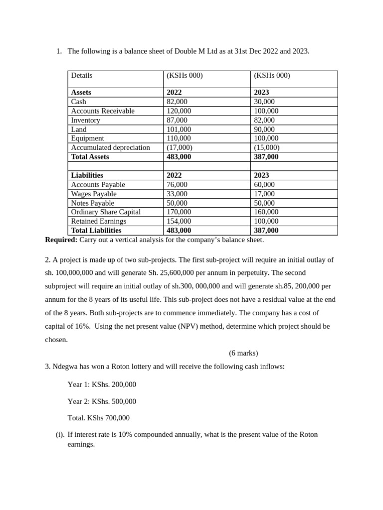 Double M Ltd Balance Sheet Analysis 2022-2023 | PDF | Net Present Value ...