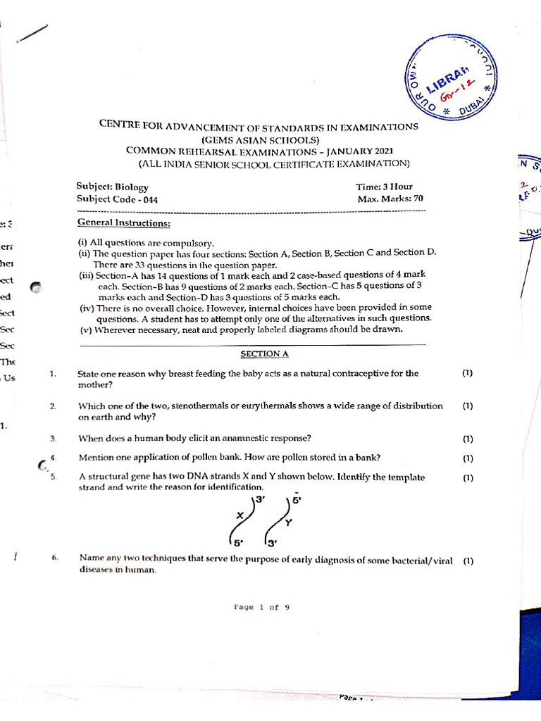 Biology Case Paper 2021 | PDF