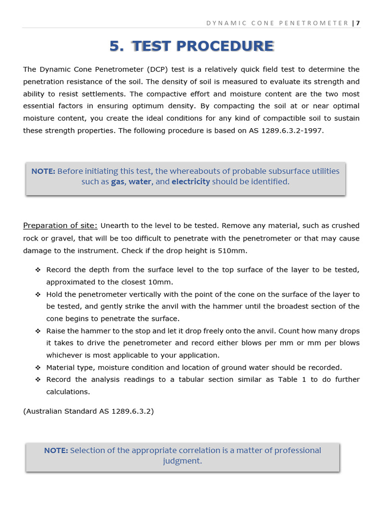 DCP Field Test Precedure | PDF